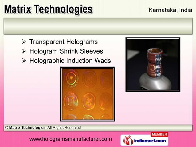 Security Holograms by Matrix Technologies, Bengaluru | PPT