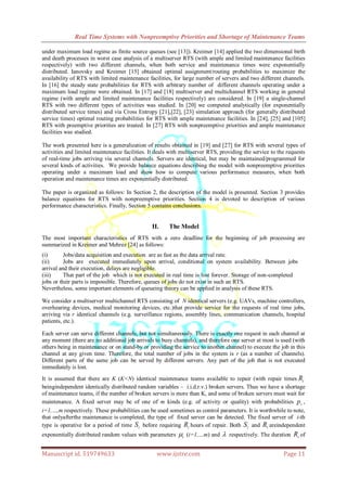 Real Time Systems with Nonpreemptive Priorities and Shortage of Maintenance Teams | PDF