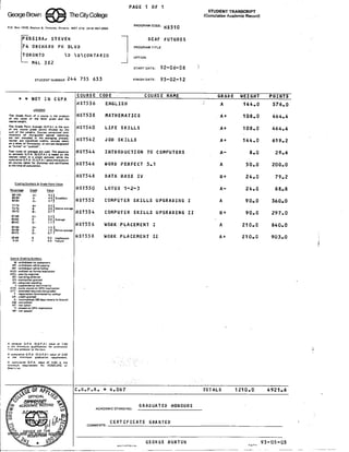 George Brown College Academic Record | PDF