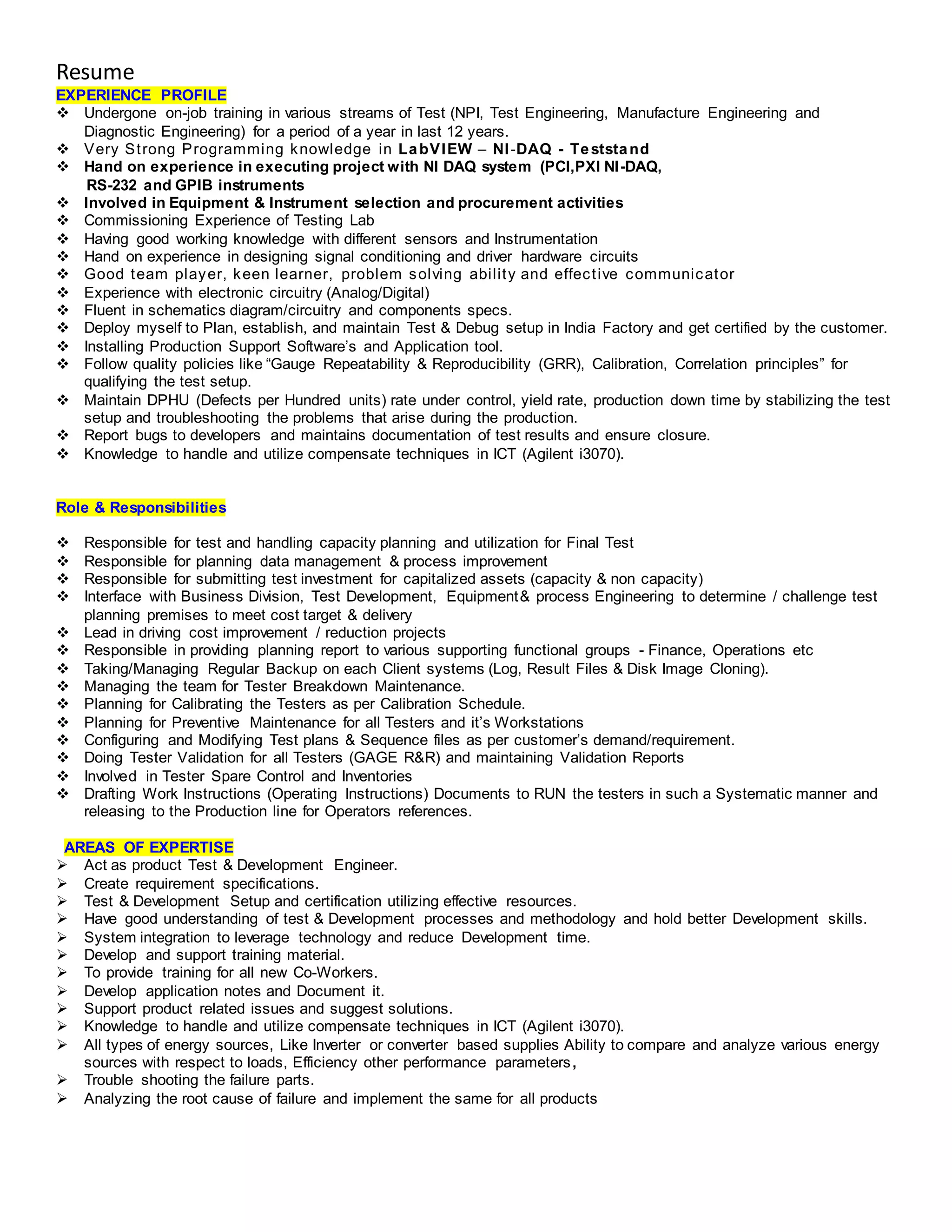 Labview & Test stand Development Engineer | DOCX