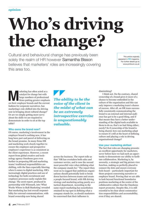 Who's driving the change_PMMagazineJan17 | PDF