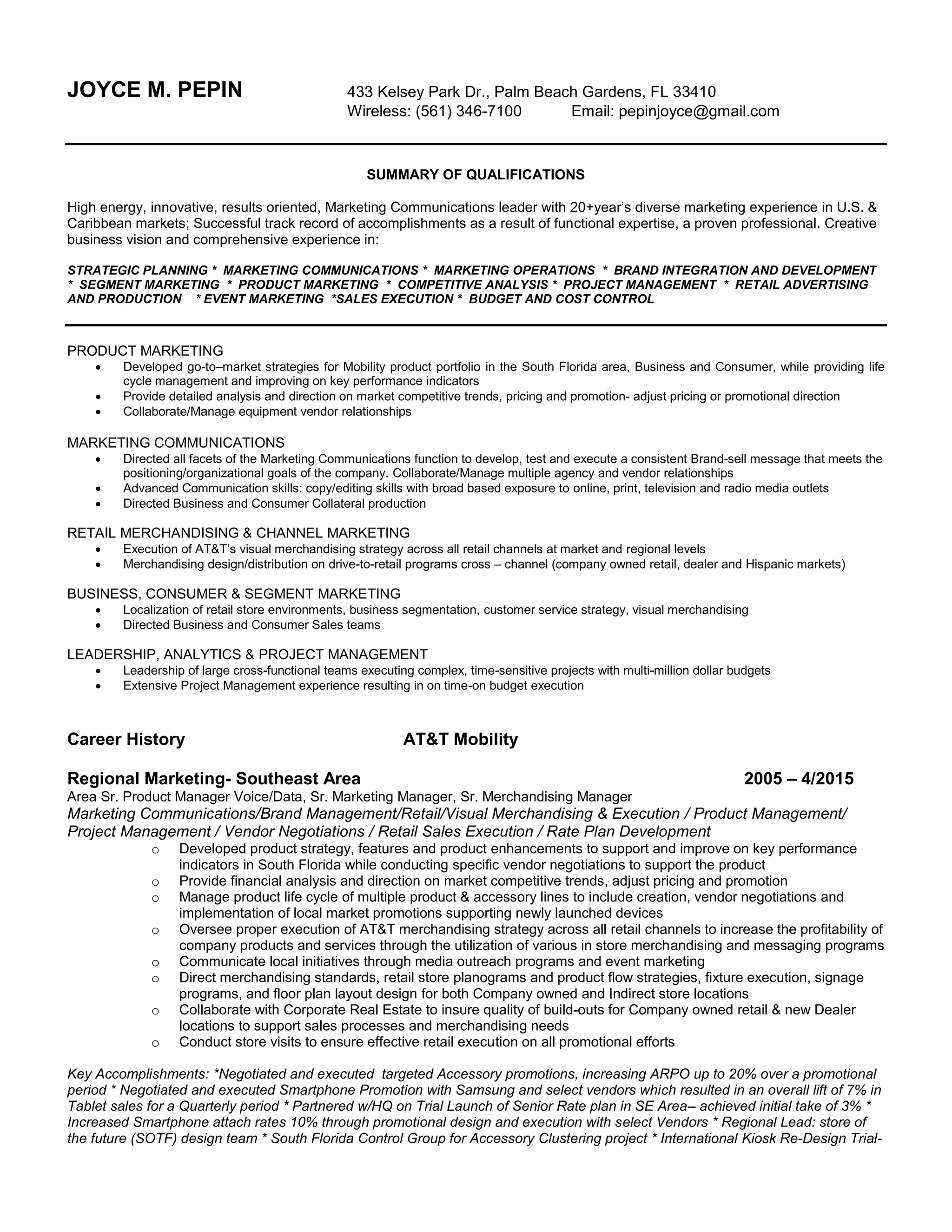 Joyce Pepin AT&T Current Resume 11.15