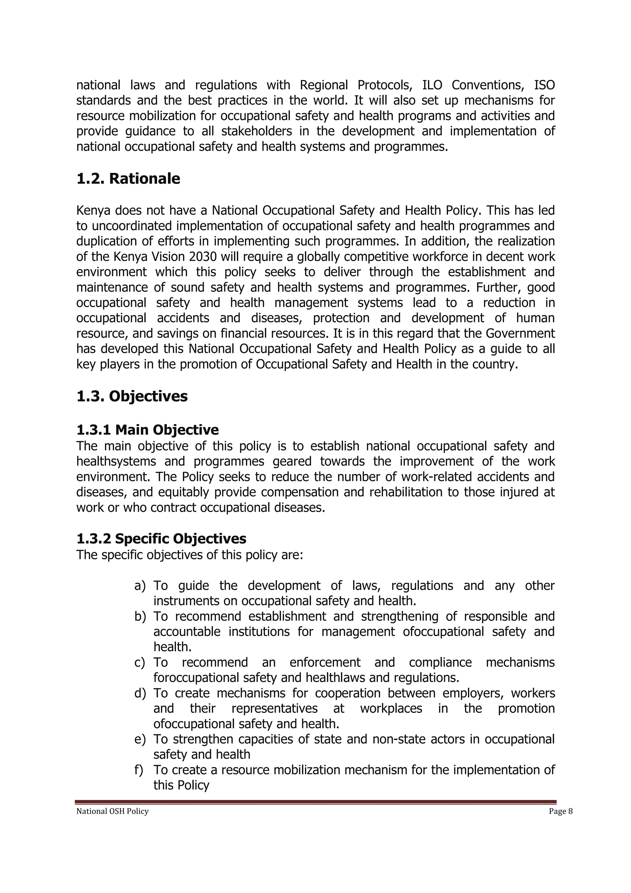 Kenya National OSH Policy | PDF