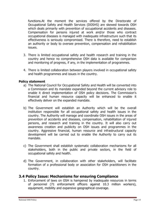 Kenya National OSH Policy | PDF