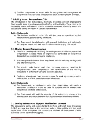 Kenya National OSH Policy | PDF