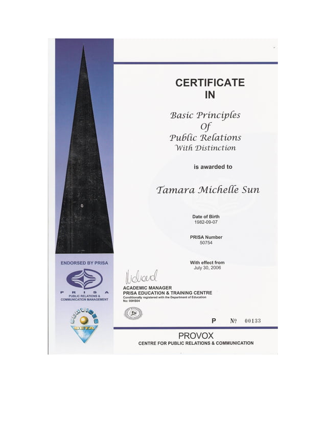 Prisa Certificate | PDF