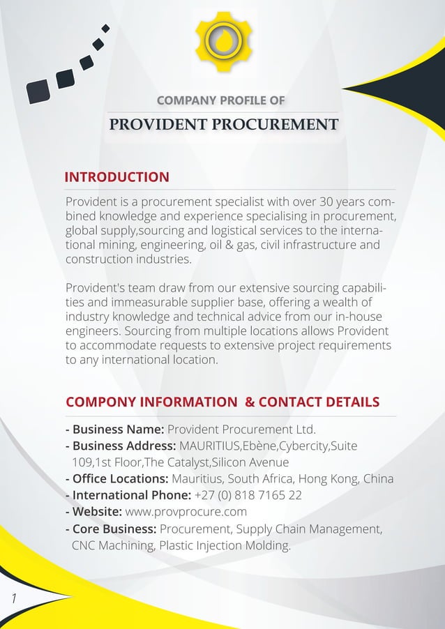 Provident Procurement Company Profile compressed | PDF | Business | Business and Finance