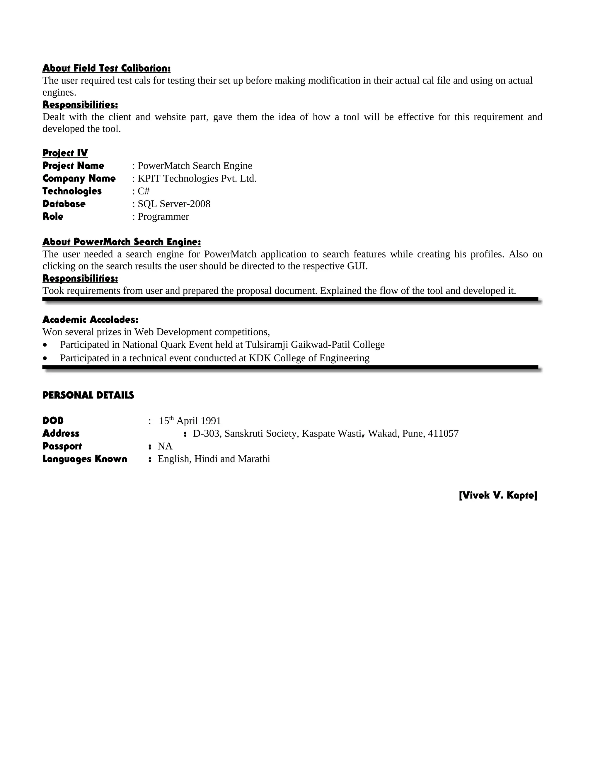 Vivek Resume | DOC