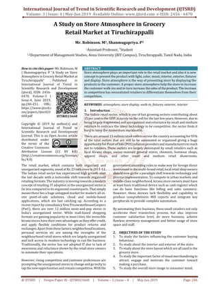 A Study on Store Atmosphere in Grocery Retail Market at Tiruchirappalli ...