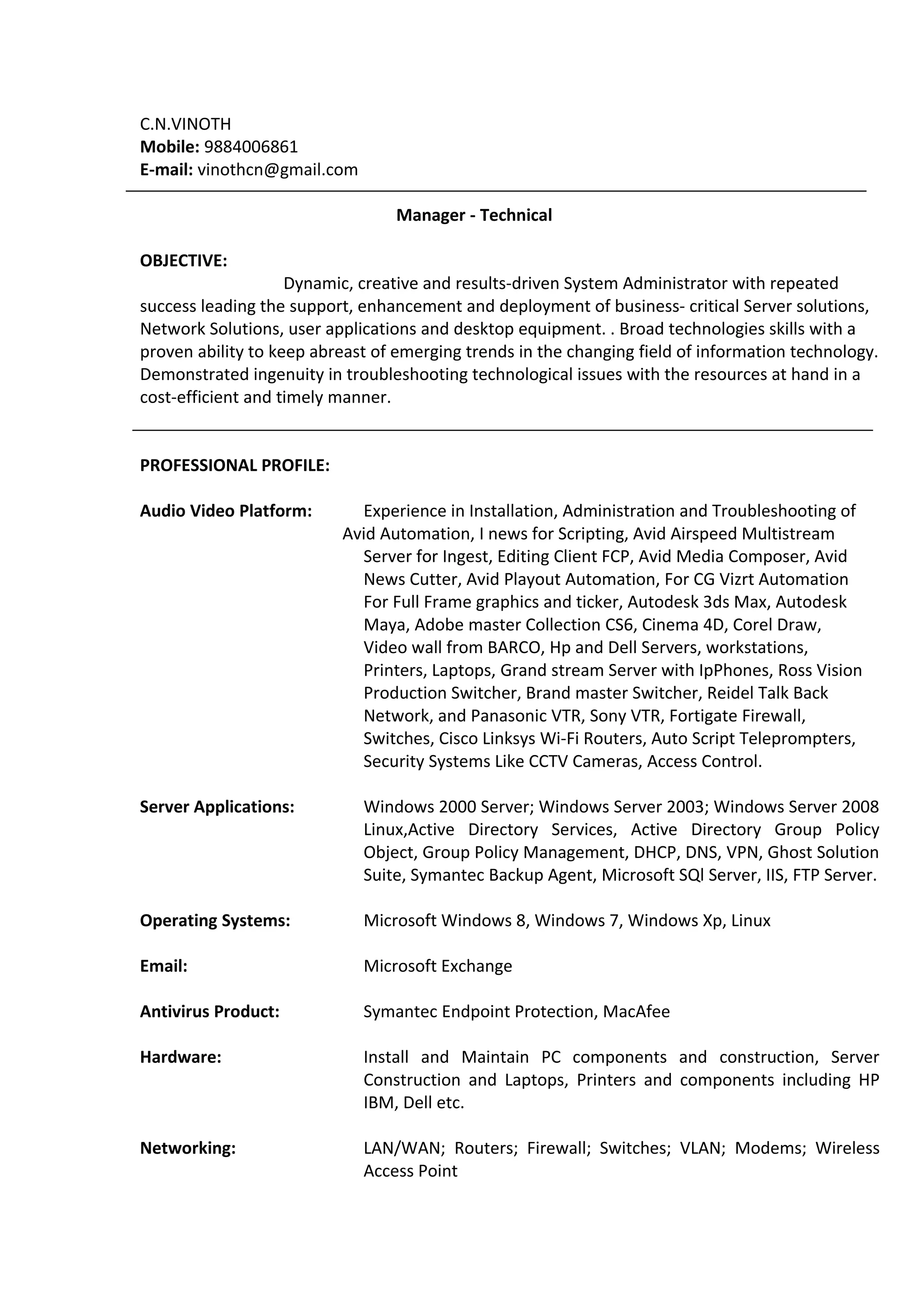 C.N.Vinoth_Resume | PDF
