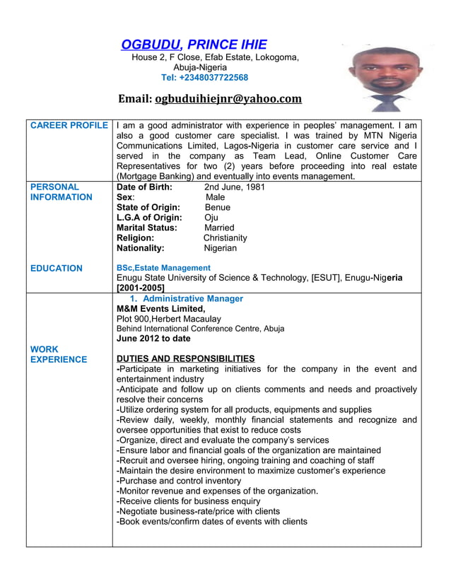 PRINCE IHIE OGBUDU CV | DOC