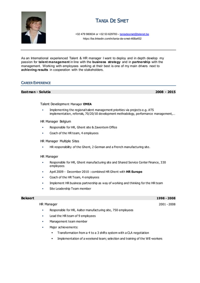 Tania De Smet cv-eng 2016 | PDF