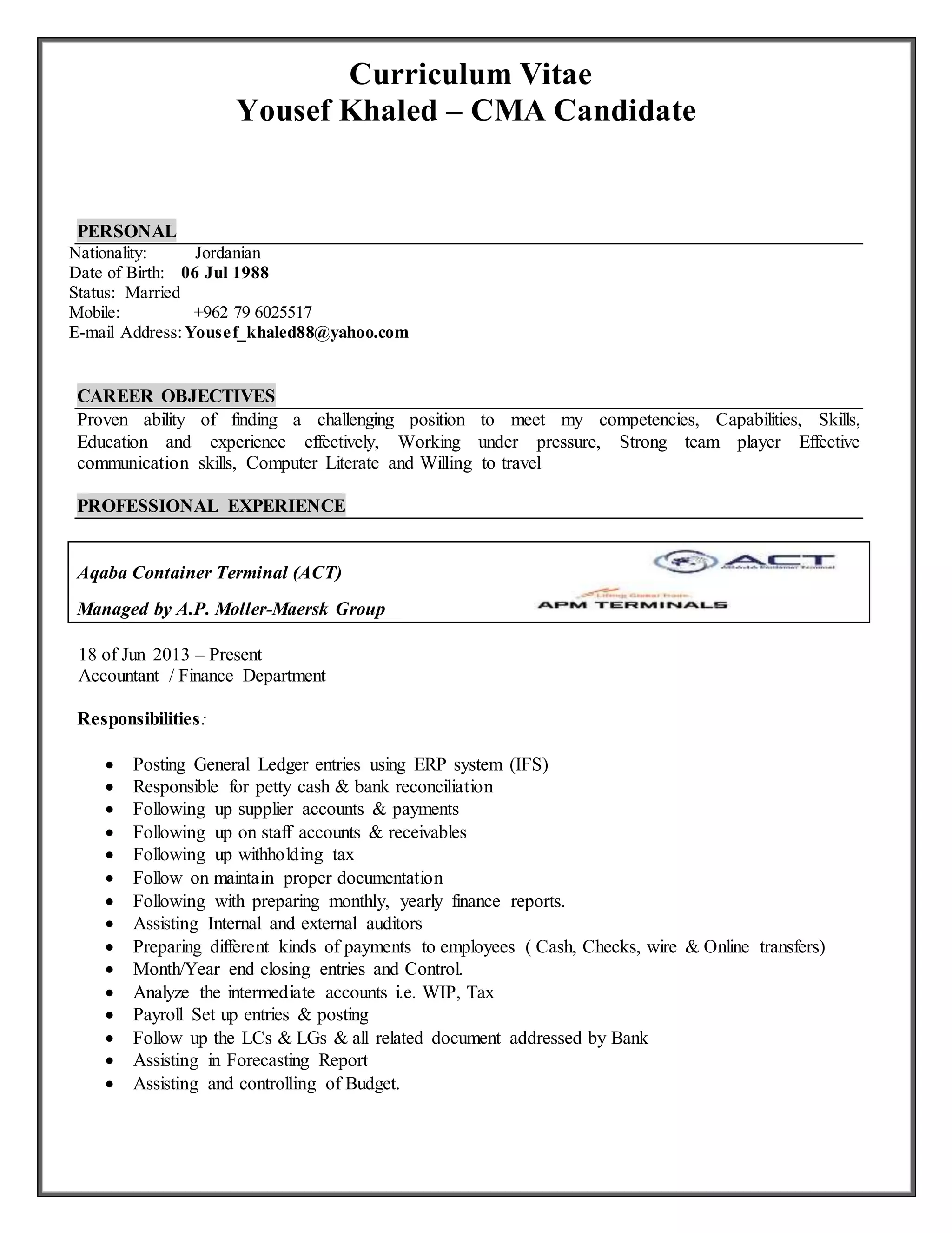 Yousef Khaled cv. | PDF