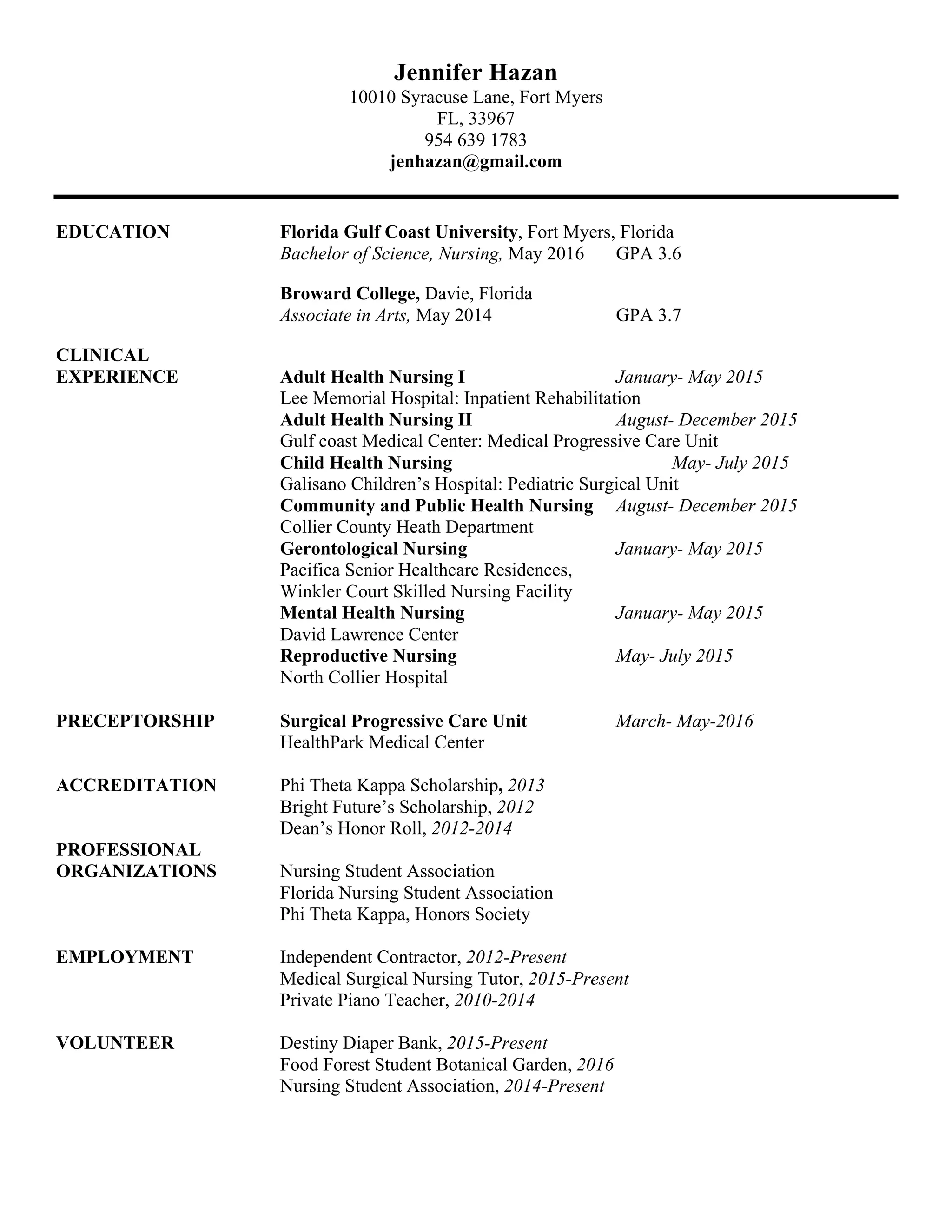 Resume Jennifer RN-2-2 | PDF