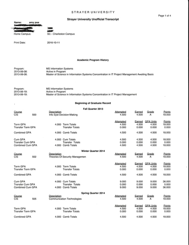 masters degree transcript for posting | PDF