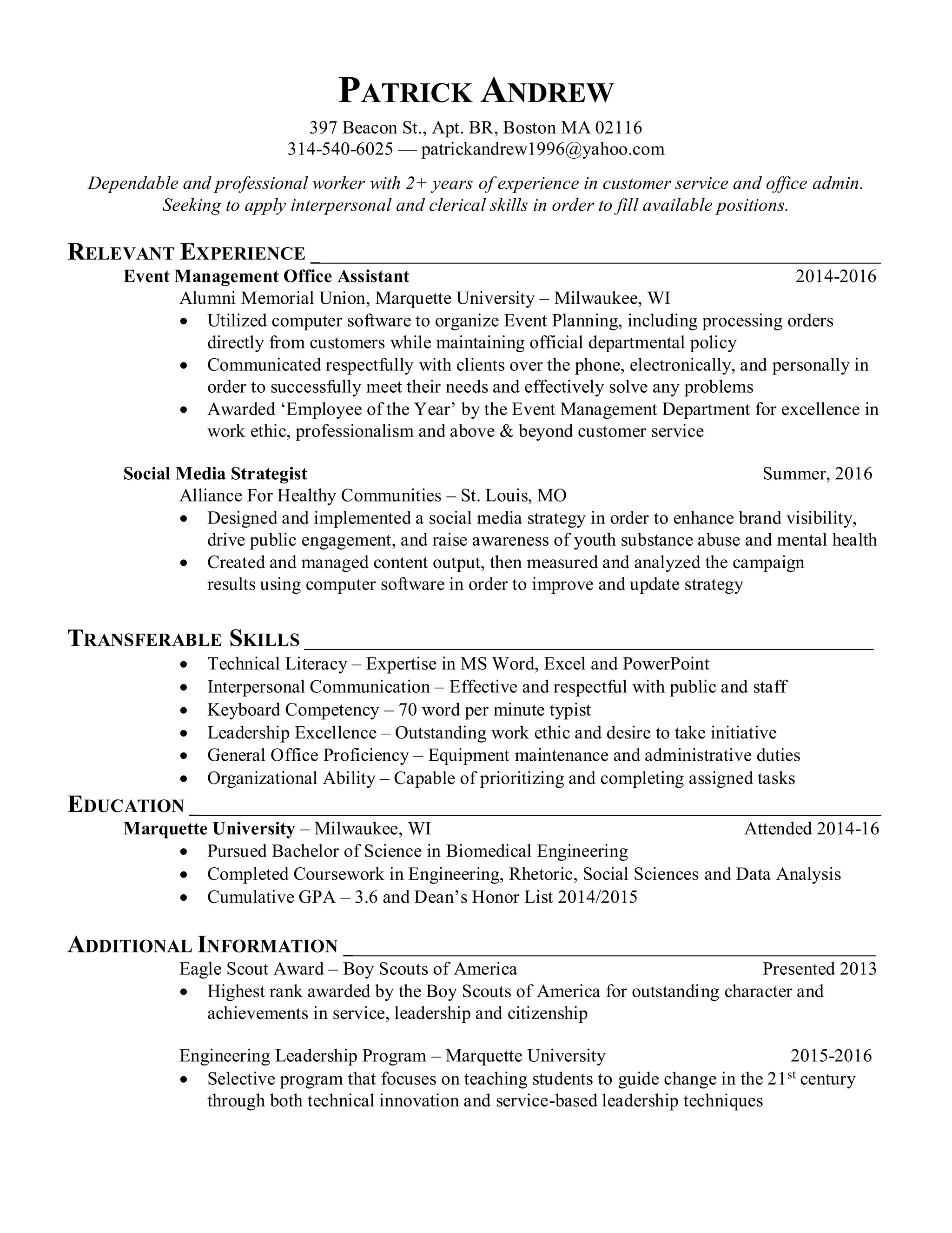 Patrick Andrew Resume | PDF