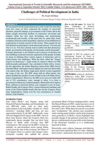 Challenges of Political Development in India | PDF