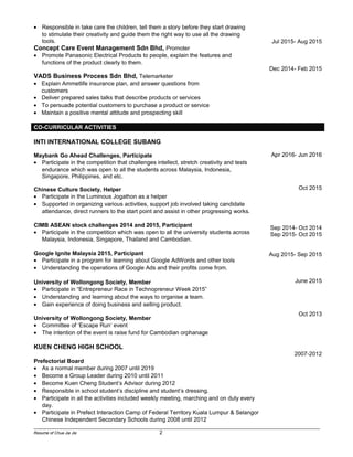 Resume- Chua Jia Jie doc | PDF