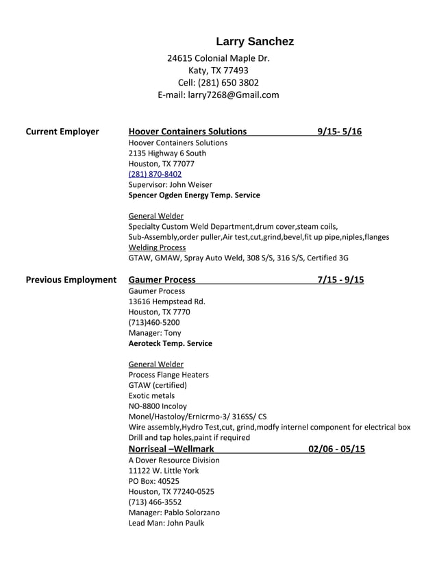 2016 Larry Sanchez resume | DOC