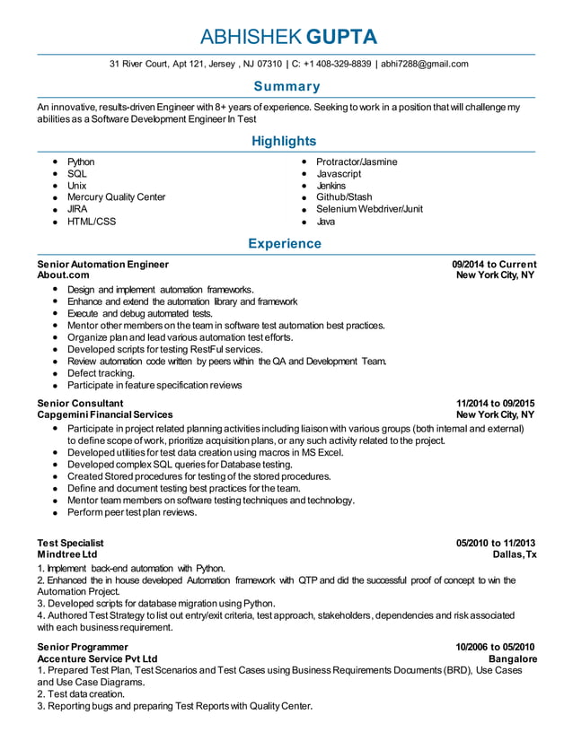 Abhishek Gupta SDET_Resume | DOCX | Programming Languages | Computing
