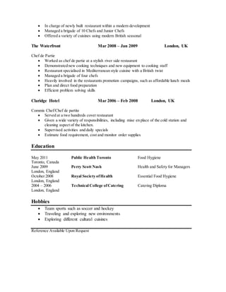 Chef Samir Resume | DOCX