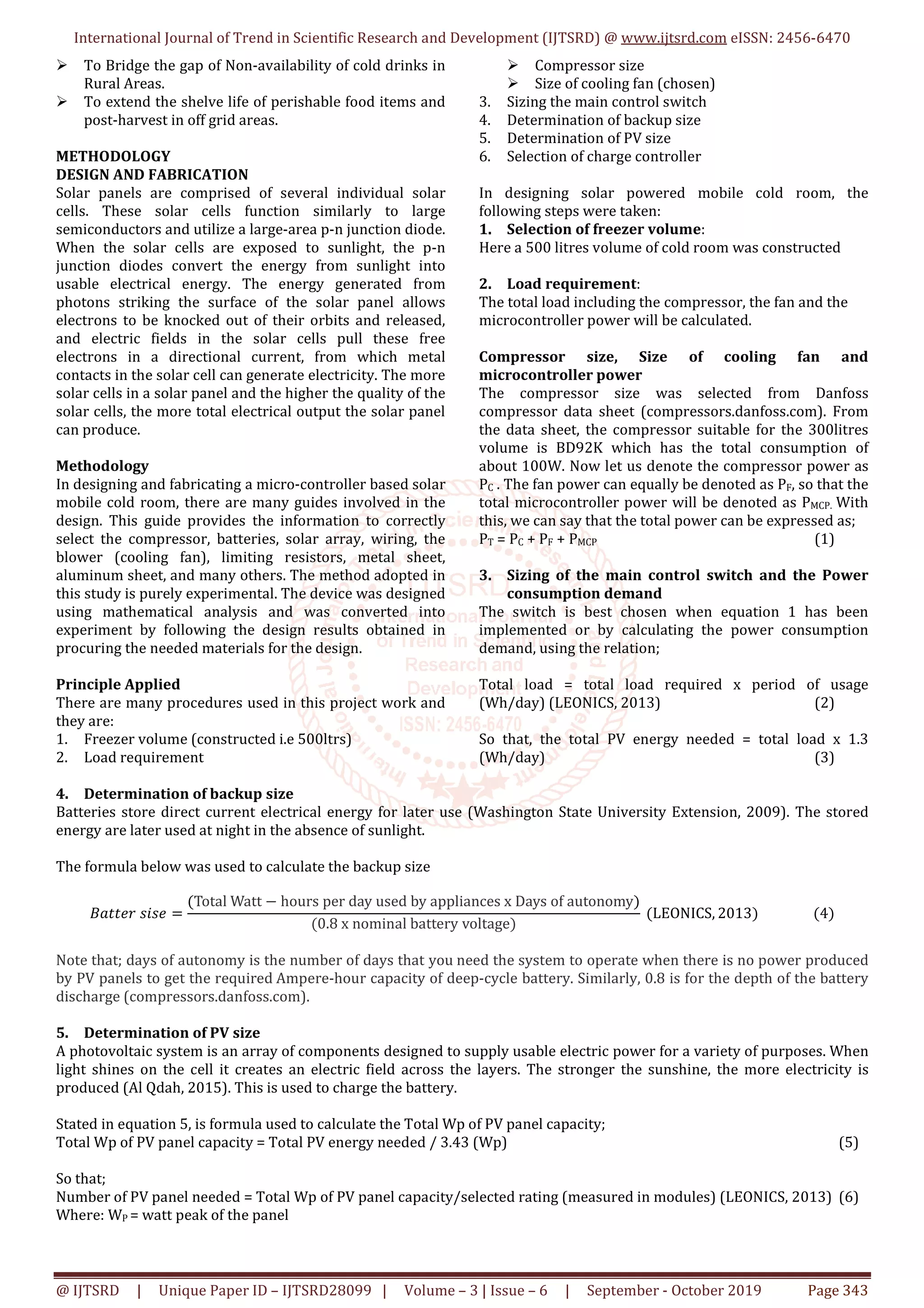Design and Fabrication of Solar Powered Mobile Cold Room | PDF