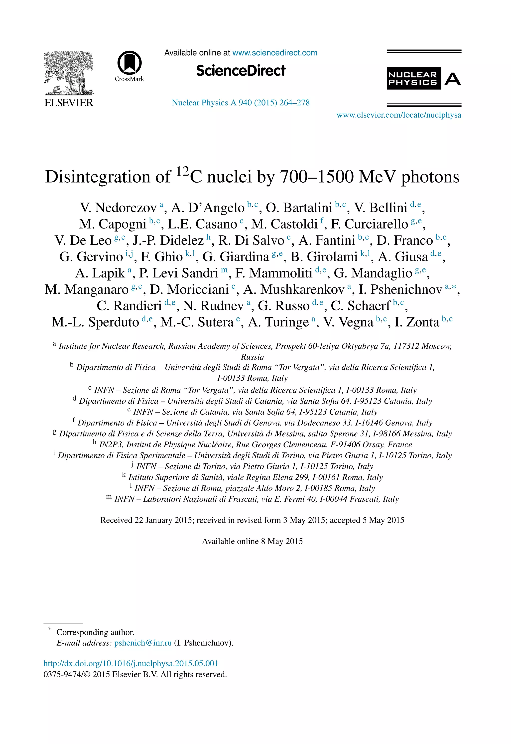 51 Disintegration of 12C nuclei by 700–1500 MeV photons - Nuclear ...