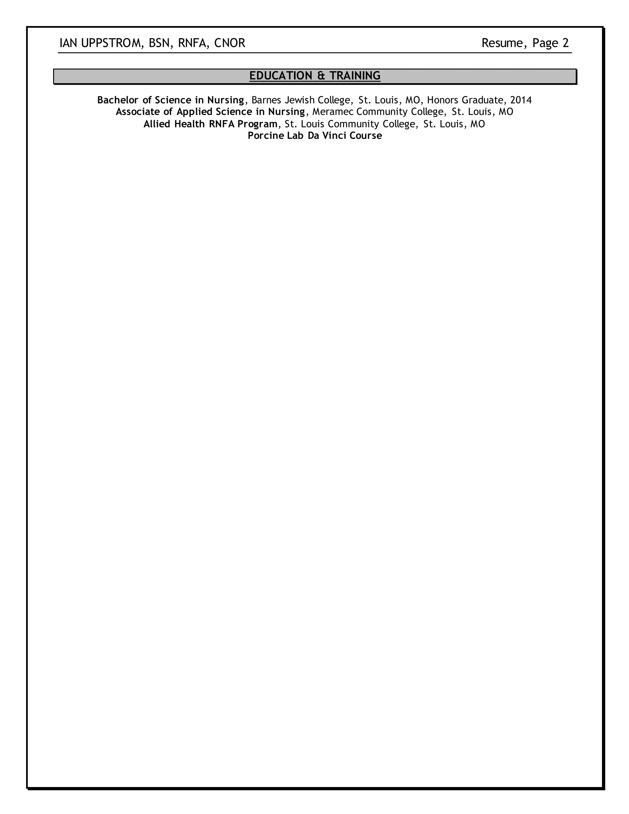 RESUME, IAN UPPSTROM, RNFA | DOCX