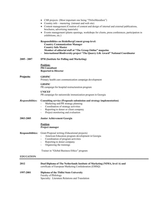 CV Nino Subeliani 2016 | PDF