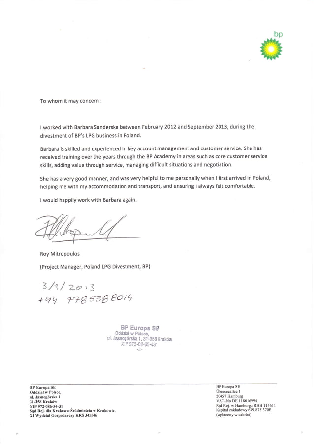 RECOMMENDATION LETTER SKAN BARBARA SANDERSKA | PDF