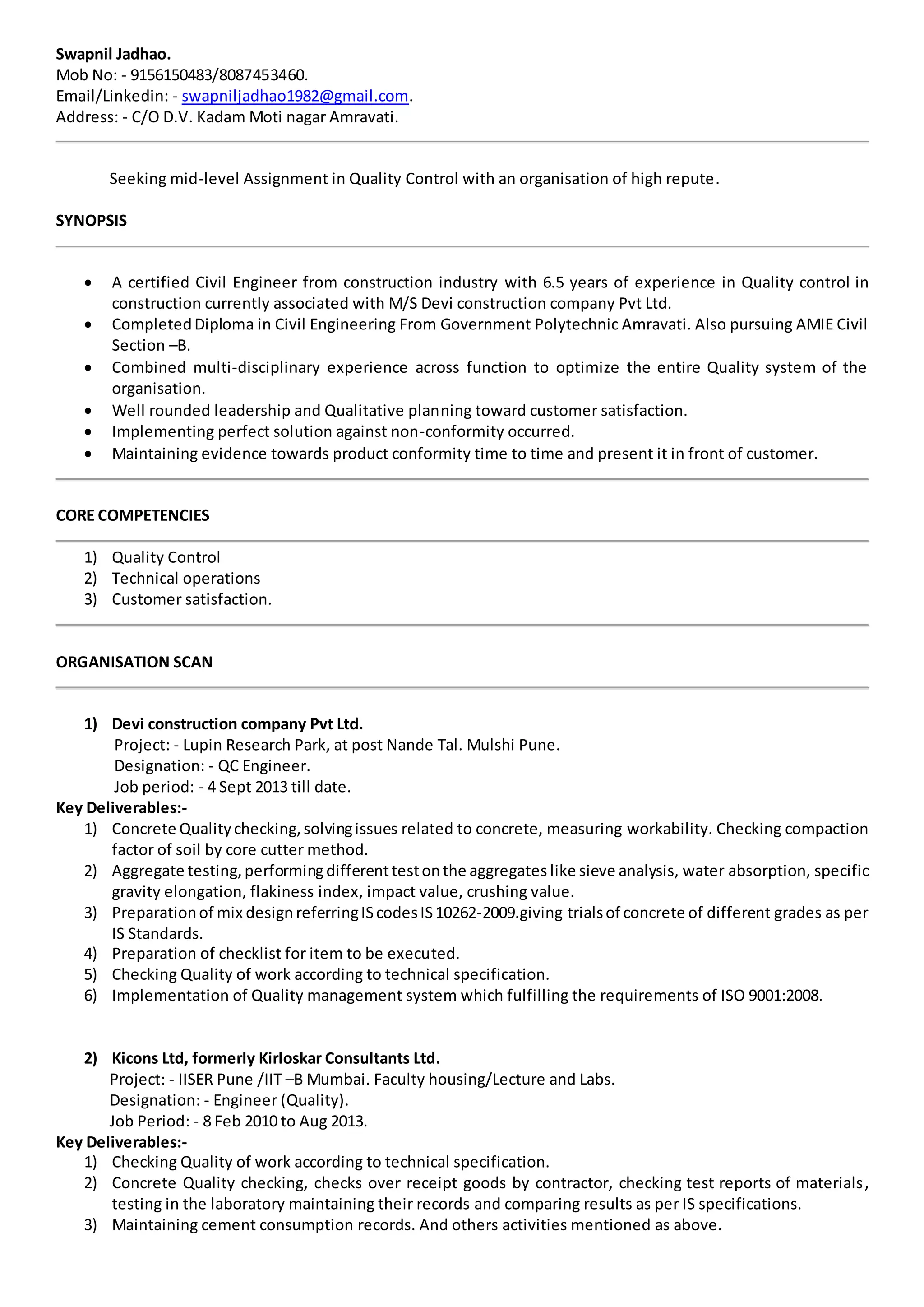 swapnil cv | PDF