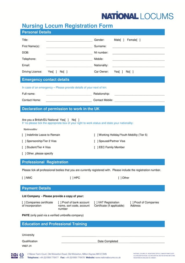 Nursing Registration Form | PDF