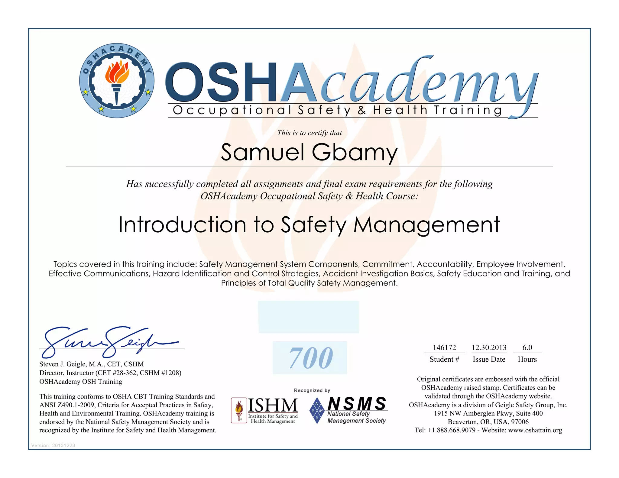 OSHA ACADEMY | PDF