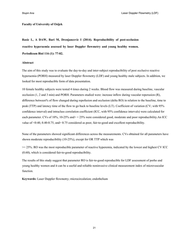 Notes for Measuring blood flow and reactivity of the blood vessels in ...