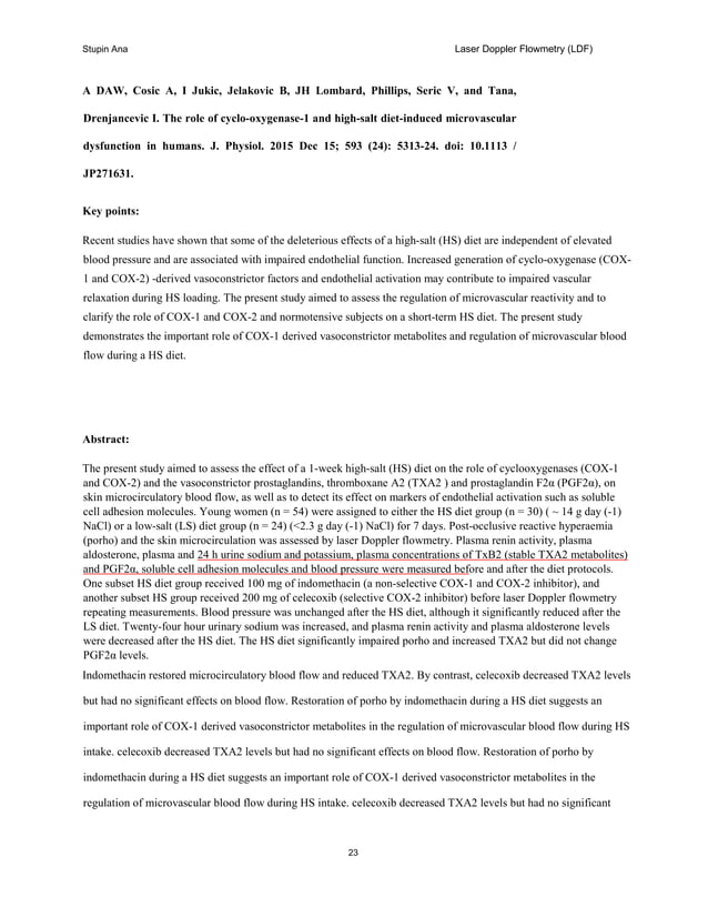 Notes for Measuring blood flow and reactivity of the blood vessels in ...