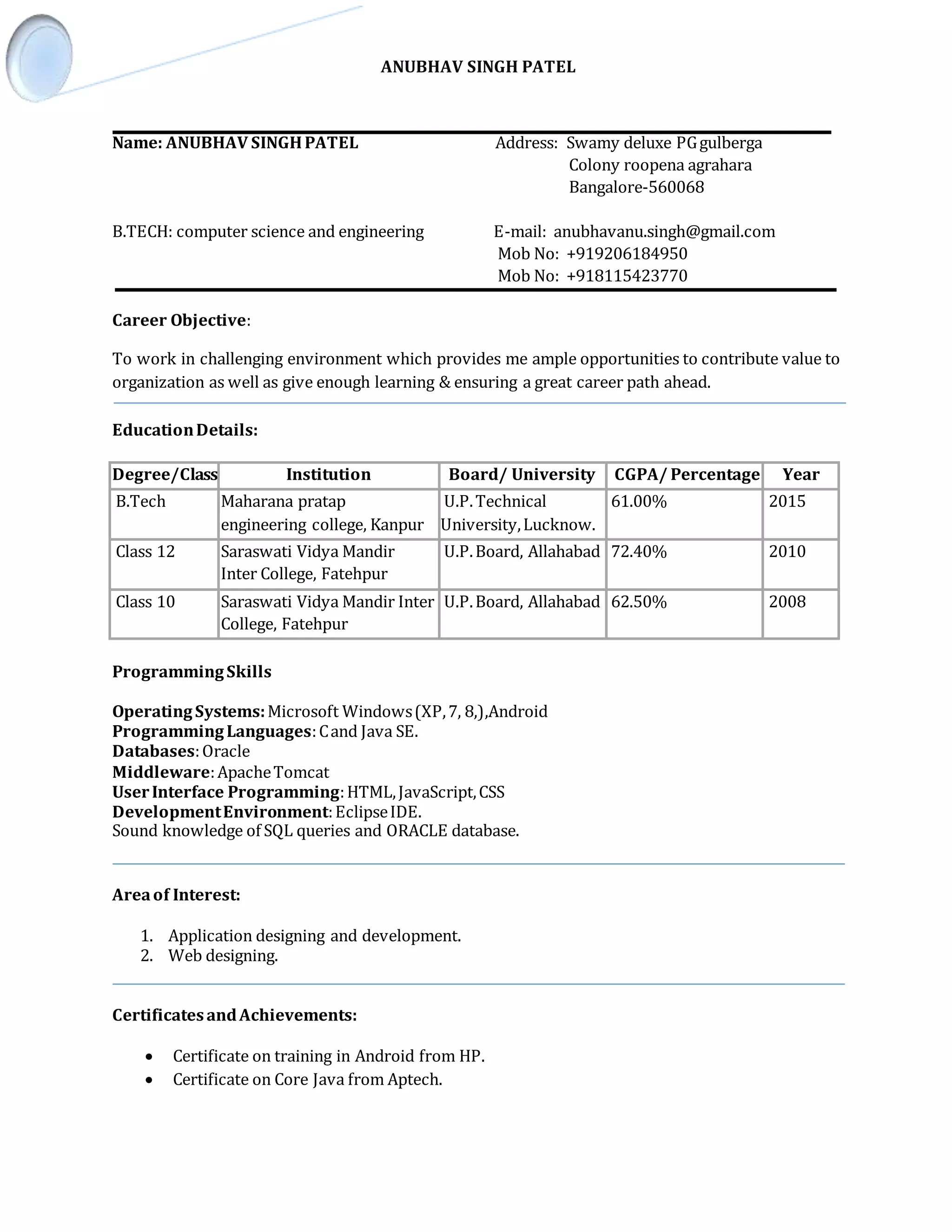 ANUBHAV_PATEL_CSE_2015 | PDF