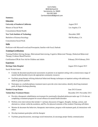 Carrie Bates Resume 2015 | DOC