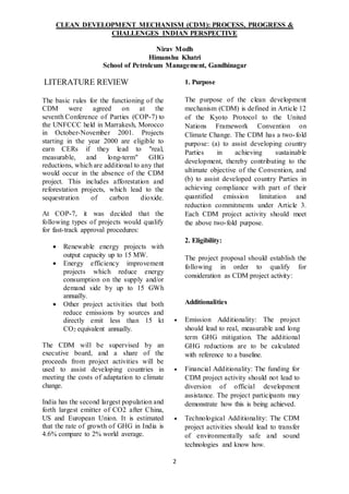 CDM-Process, Progress and challenges Indian Perspective | DOCX