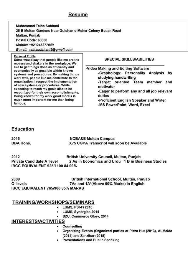 talha CV | DOC