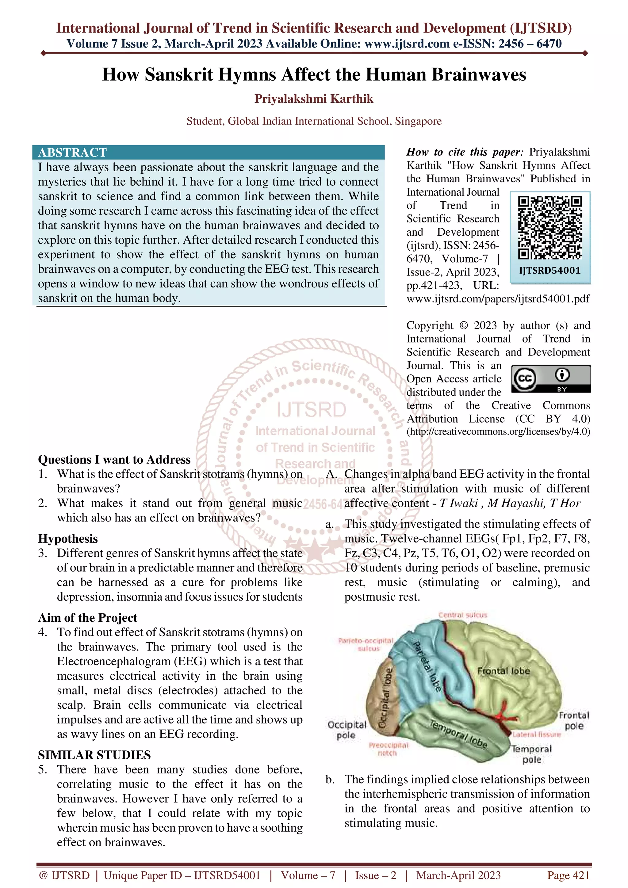 How Sanskrit Hymns Affect the Human Brainwaves | PDF