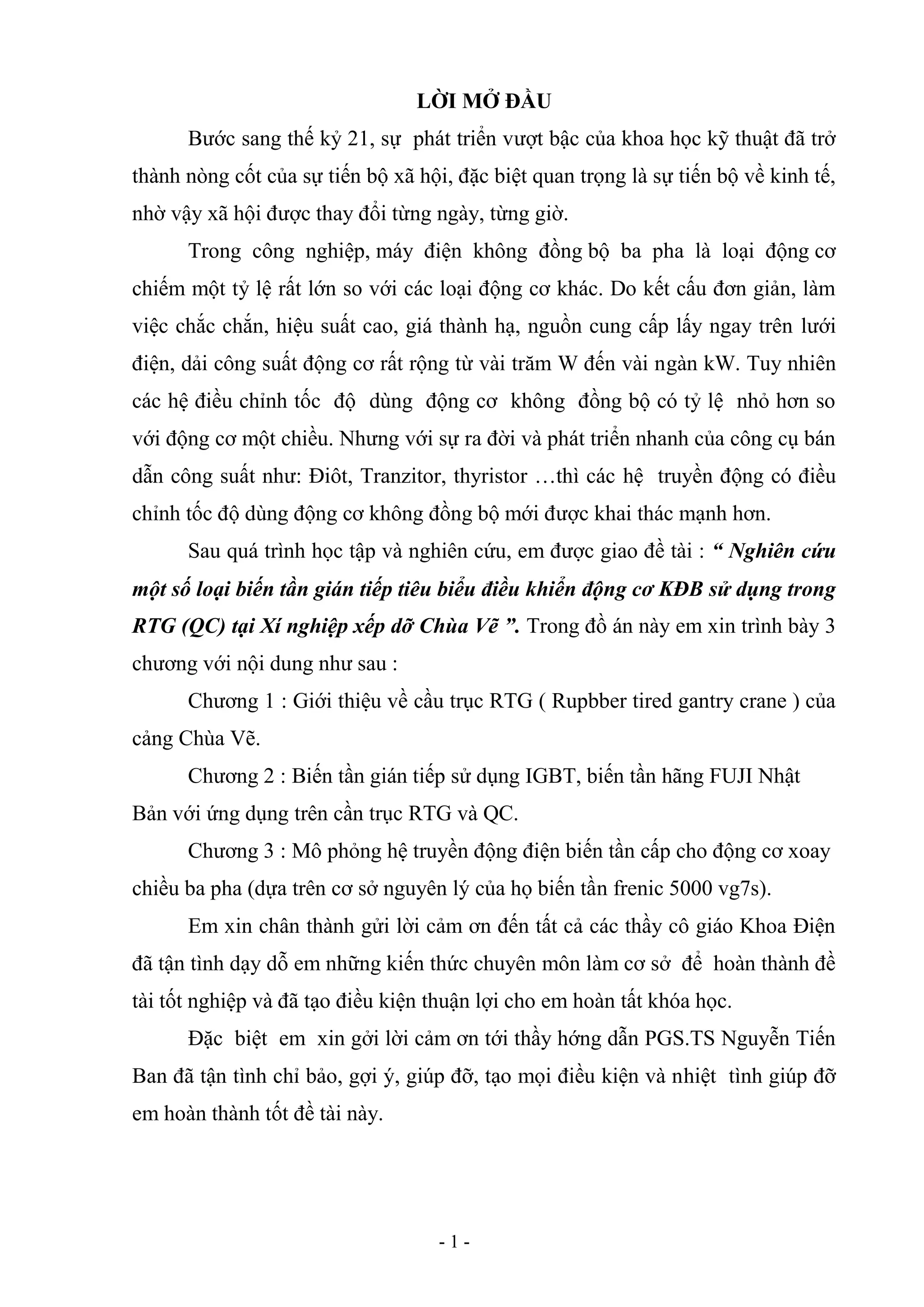 Đề tài: Loại biến tần gián tiếp tiêu biểu điều khiển động cơ KĐB, 9đ | PDF