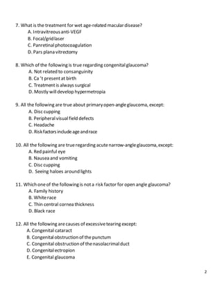 51 Ophthalmology MCQs | DOCX