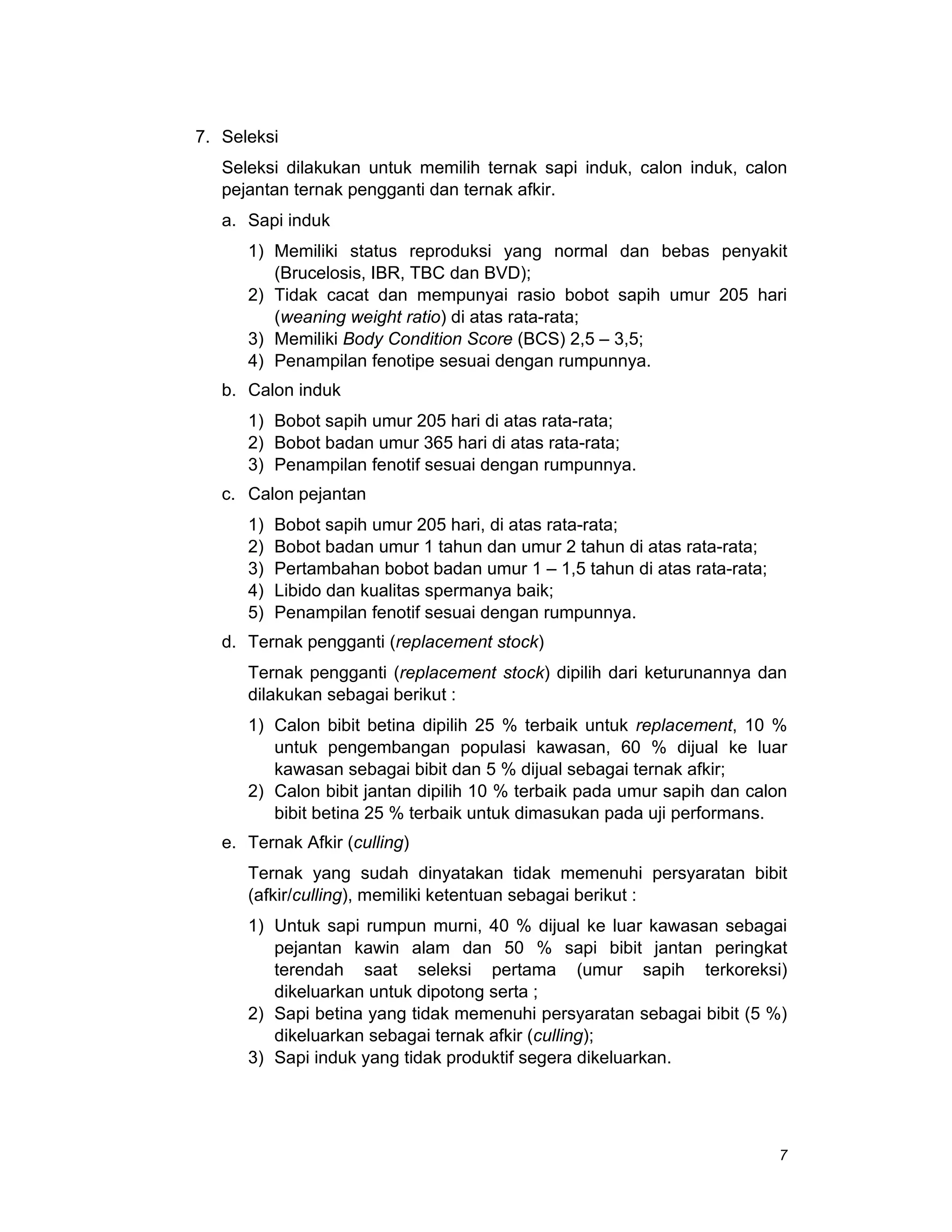 Pedoman Teknik Pemeliharaan ternak Sapi potong | PDF