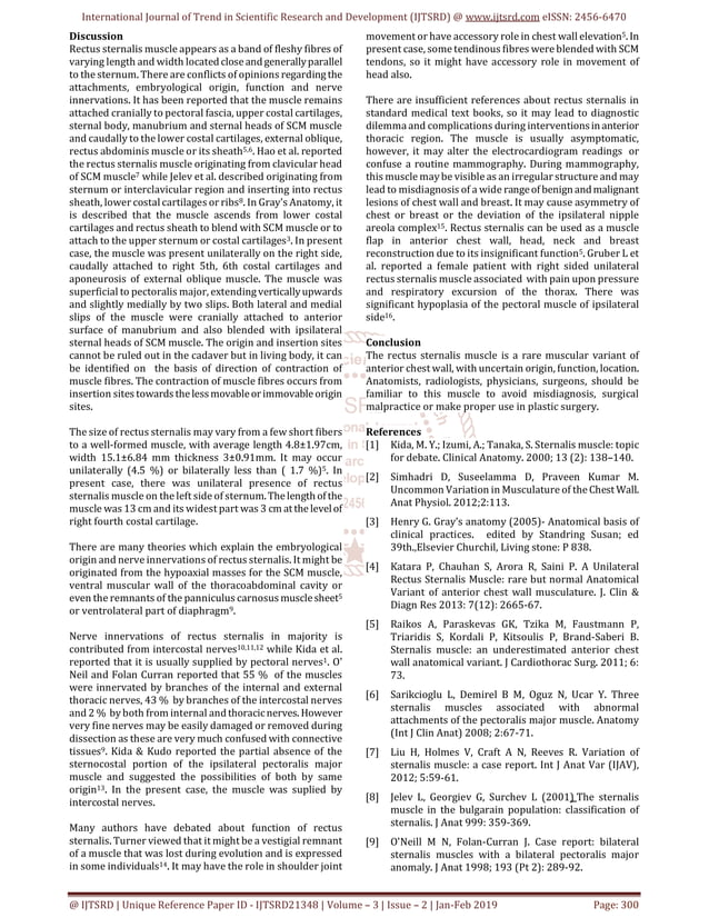 Rectus Sternalis Muscle - A Rare Variant | PDF