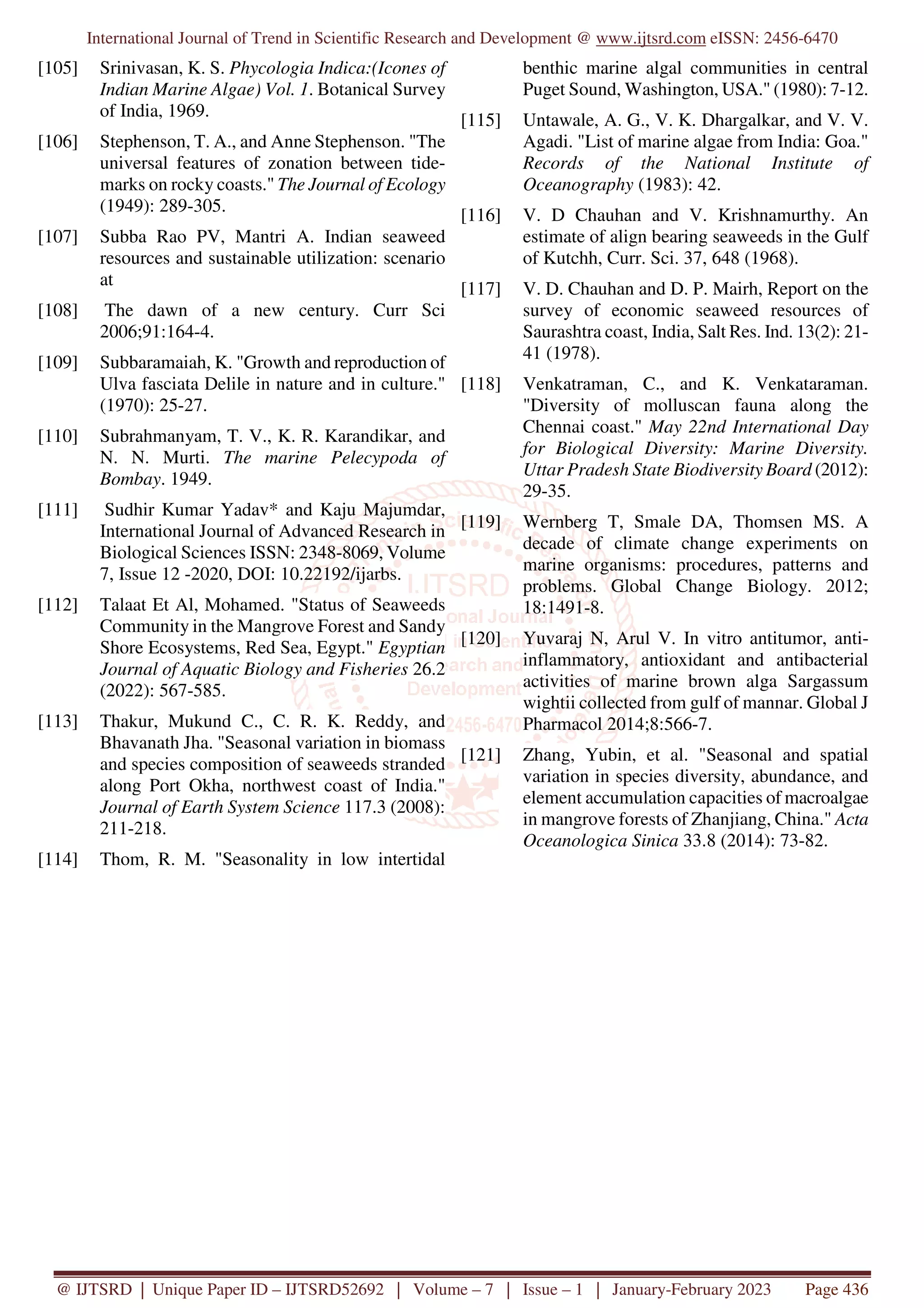 Seaweed in Marine Ecosystem A Review | PDF