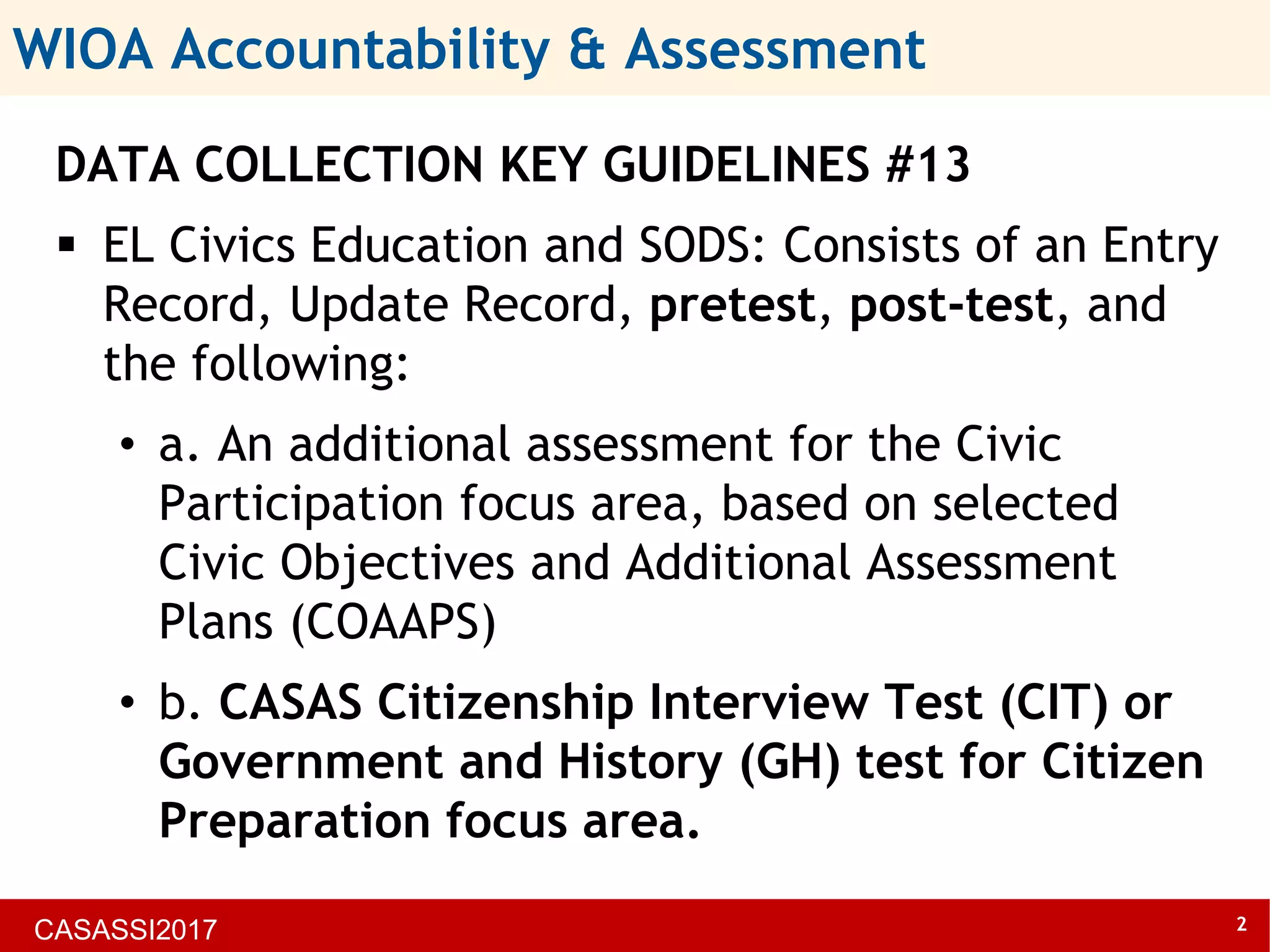 CASAS Assessments for Citizenship Preparation | PDF