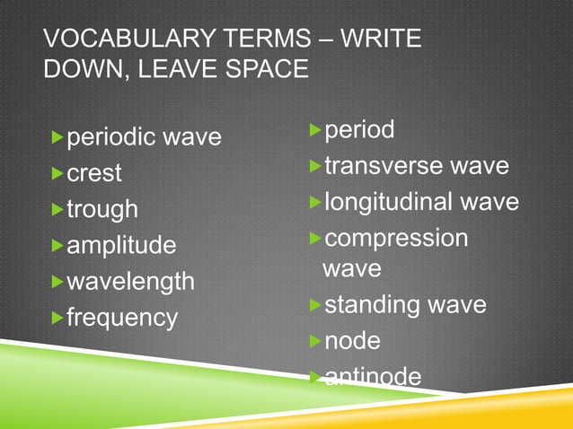 Chapter 5, Sec 2: Wave Vocabulary | PPT