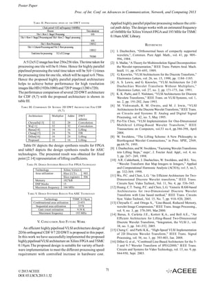Highly Parallel Pipelined VLSI Implementation of Lifting Based 2D Discrete Wavelet Transform ...