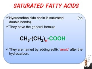 Fatty acids (Chemistry of Lipids (Part - II) | PPSX | Chemistry | Science