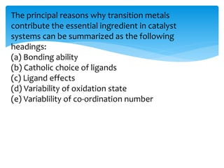 TRANSITION METAL CATALYSIS | PPTX